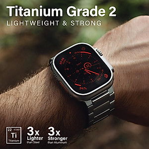 KORDIZ Titanium Band - Compatible for Apple Watch ULTRA 49mm - Titanium Metal Watch Strap with Double Button Clasp for iWatch Bands (ULTRA T01 Max, Titanium), ULTRA Silver