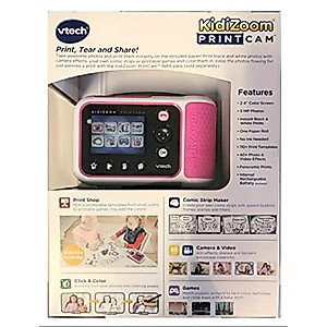 VTech KidiZoom PrintCam Instant Printing Camera - No Ink Required - 150+ Photo Effects and Activities (Pink)