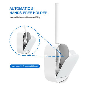 Toilet Bowl Brush and Holder, OSCIOSS Toilet Brush Set with Ergonomic Design, Compact Size, Durable Bristles, toilet brushes & holders for Dead Corner Clean, White