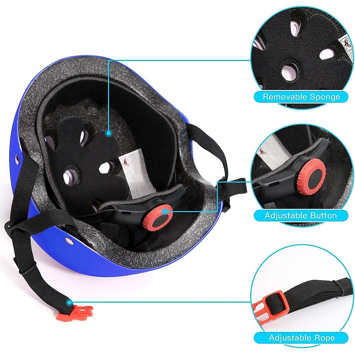 Kids Bike Helmet Skateboard Knee Pads - Kids Helmet Elbow Pads Wrist Guards Adjustable for 5~15yrs Girl Boy Kids Protective Gear Set for Sport Cycling Bike Roller Skating Scooter