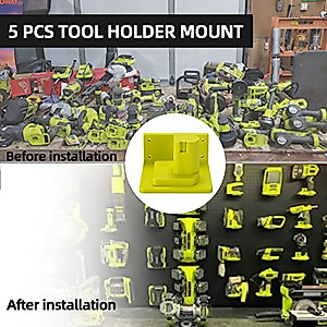 5 Packs Tool Holder Dock Mount for Ryobi 18V Drill Tools Holder, Hanger(lot of 5,Green)