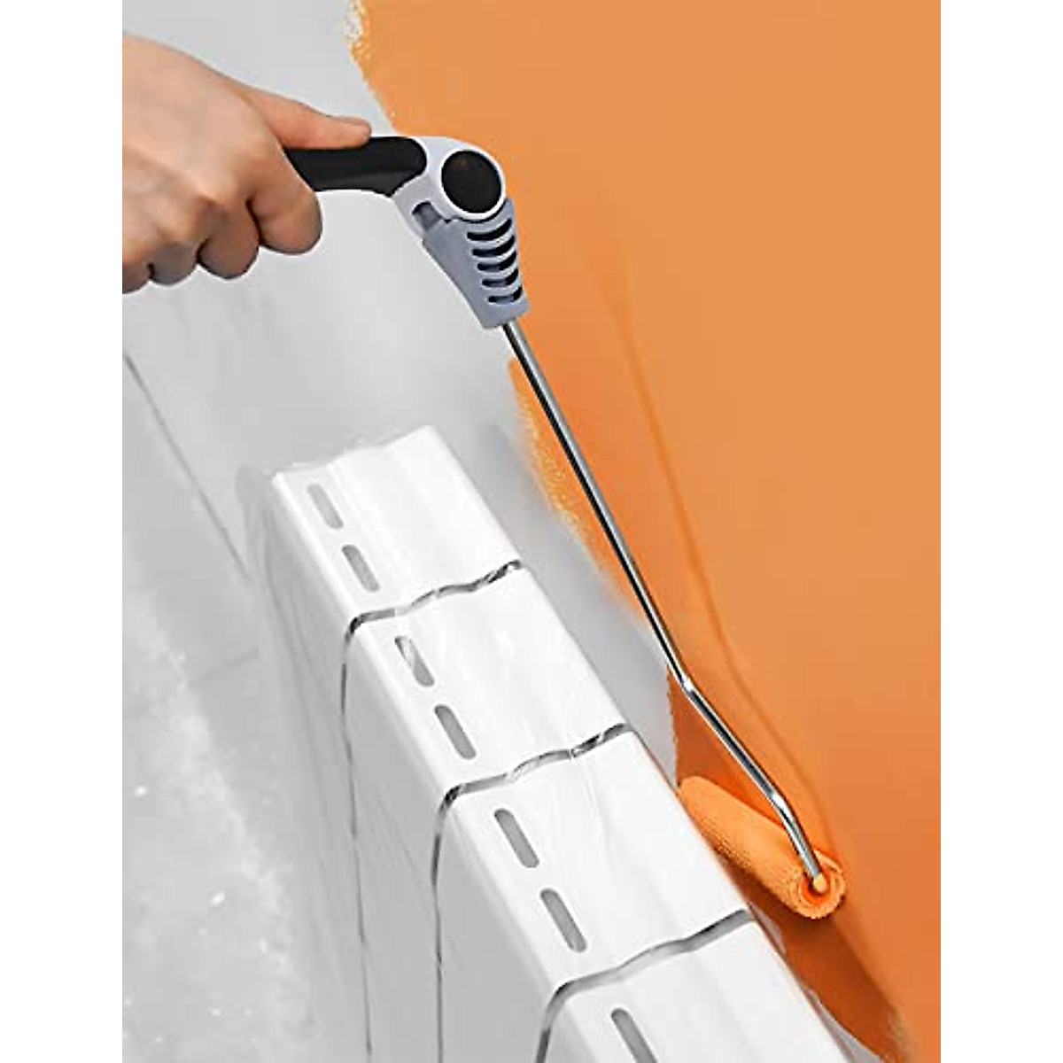 ROLLINGDOG Mini Roller - 4Inch Extender Multi Angle Long Handle with Velour Paint Cover for Detail Painting at Awkward Corners and Architrave, Behind Radiators(Overall Length 19In)