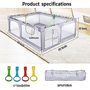 Baby Playpen, 2NLF playpen for Babies and Toddlers, 71 x 59 Inches Extra Large Baby Play Yards with Zoo Print, Infant Safety Gates with Breathable Mesh, Indoor Kids Activity Center, Anti-Fall Baby Pen