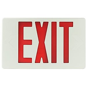Exitronix LED Exit Sign - White Thermoplastic - Red Letters - 120/277 Volt and Battery Backup VEX-U-BP-WB-WH