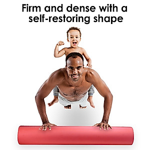 Crown Sporting Goods 36" x 6" Premium EVA Foam Roller – Firm, Dense, and Shape-Restoring (Red)