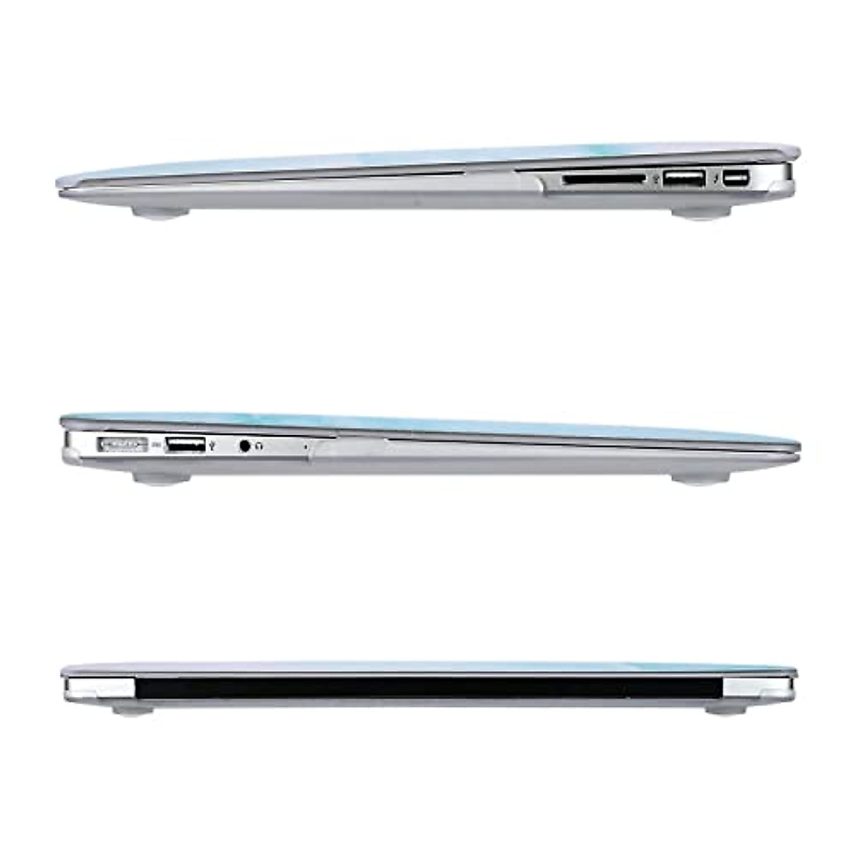 MOSISO Compatible with MacBook Air 13 inch Case (Models: A1369 & A1466, Older Version 2010-2017 Release), Plastic Cloud Marble Hard Shell Case & Keyboard Cover & Screen Protector, Hot Blue