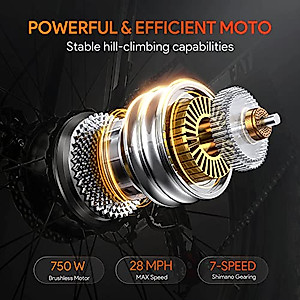 Osoeri 26&#039;&#039; x 4&#039;&#039; Fat Tire Electric Bike for Adults, 65Miles Range 48V 20Ah LG Cells Battery Ebike, 750W Brushless Motor 28MPH Shimano 7-Speed Electric Bicycle, Lockable Suspension Fork, Black