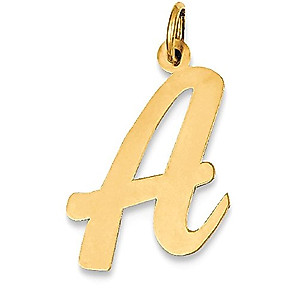 14K Yellow Gold Large Dainty Letter A Initial Name Monogram Necklace Charm Pendant Only