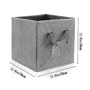 LSNDEE Large Storage Box Organizer, Cloth Storage Bins With Handles, Foldable Fabric Storage Cubes, Closet Organizers For Home And Office, 11.8 "X 11.8 " X 11.8 ", 3 Pack
