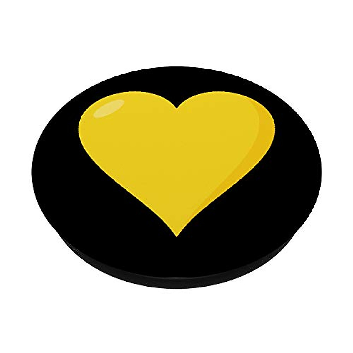 Yellow Heart On Black Gift PopSockets Grip and Stand for Phones and Tablets