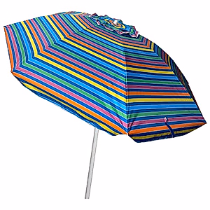 Caribbean Joe Chaby International Portable, Adjustable Tilt Beach Umbrella with UV Protection, 7 FT