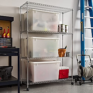 IRIS USA 132 Quart/36 Gal. Stackable Plastic Storage Bins with Lids and Latching Buckles, 3 Pack - Pearl, Containers with Lids, Durable Nestable Closet, Garage, Totes, Tubs Boxes Organizing