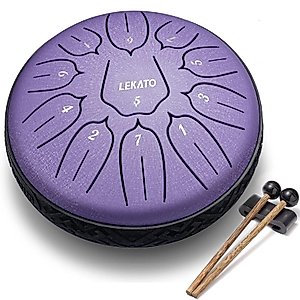 LEKATO Steel Tongue Drum 6 Inch 11 Note, Rain Drum for Outside D Major Handpan Drum for Meditation Yoga Musical Education, New Year Gift for Kids/Families