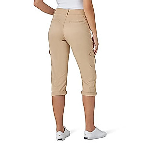 Lee Women's Relaxed Fit Austyn Knit Waist Cargo Capri Pant, Café, 16