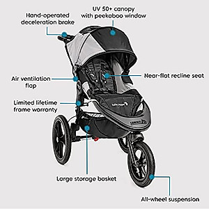 Baby Jogger Summit X3 Jogging Stroller - 2016 | Air-Filled Rubber Tires | All-Wheel Suspension | Quick Fold Jogging Stroller, Black/Gray