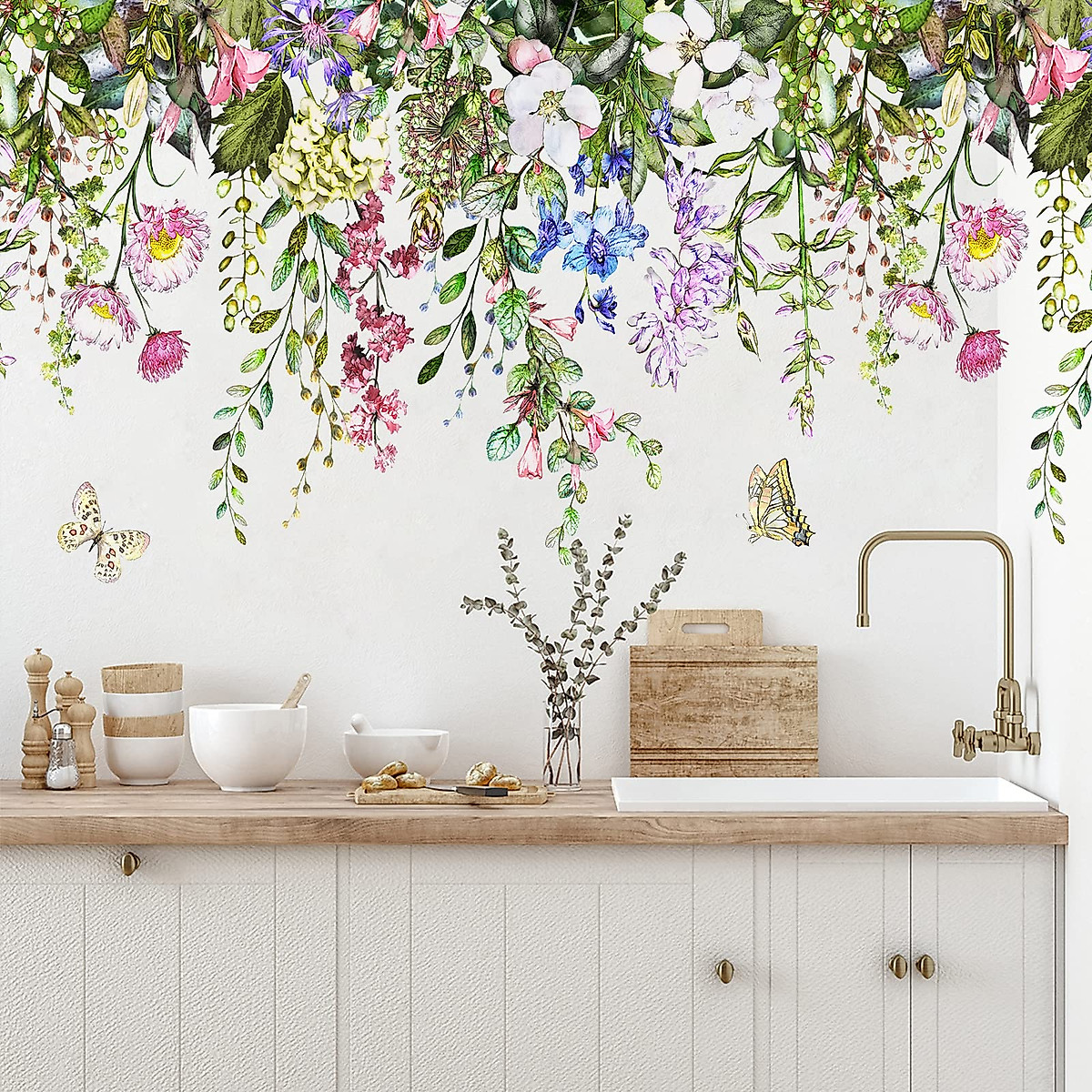 Sunflower Wall Decals Garden Butterfly Flower Wall Stickers Removable Peel and Stick Art Murals for Kids Room Nursery Classroom Living Room Bedroom Home Decoration (Sunflower)