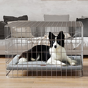 WESTERN HOME Dog Bed for Crate, High Resilience Foam Dog Crate Mat Kennel Pad with Soft Wavy Plush, Comfortable Anti-Slip Washable Large Dog Bed for Large Medium Small Dogs & Cats, Grey