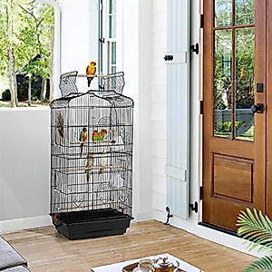 Yaheetech Open Play Top Medium Size Quaker Parrot Bird Cage Cockatiel Indian Ring Neck Sun Parakeet Green Cheek Conures Lovebirds Budgies Canary Finch Parrotlet Portable Bird Cage，Black
