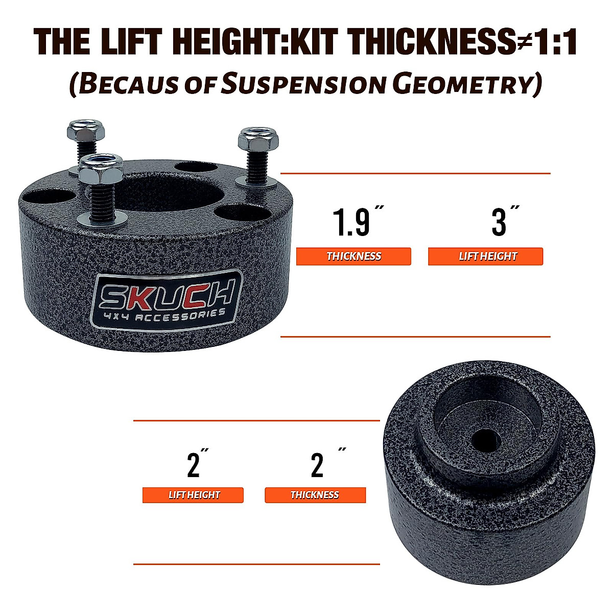 3" Front and 2" Rear Leveling Lift Kits for Dodge Ram 1500 4WD 2006-2022 Raise 3 Inch Front Strut Spacers and 2 Inch Rear Lift Spacer Suspension Lift Kit