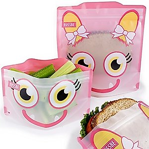 Russbe Monster Reusable Snack & Sandwich Bags (Set of 4), Pink
