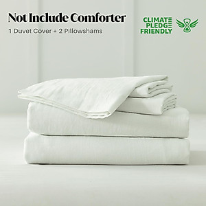 CozyQQ 100% Linen Duvet Cover - Belgian Linen Natural Washed Flax Duvet Cover, Breathable Soft 3 Pieces Bedding Summer Queen Duvet Cover with Zipper Closure 8 Ties (90x90, No Comforter)