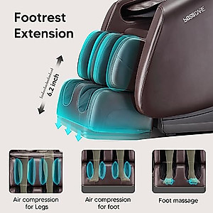 BOSSCARE Zero Gravity Massage Chair, Voice Control Full Body Airbag Massage Recliner with Back Heating, Electric Extendable Footrest, Foot Roller, Bluetooth Speaker, Touch Screen for Family & Friends