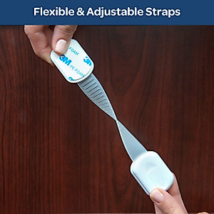 8-Pack Child Safety Cabinet Locks - Adjustable Child Cabinet Locks with 3M Adhesives - White and Clear Baby Locks for Cabinets and Drawers, and More - Easy to Install Baby Proofing Cabinets by Wittle