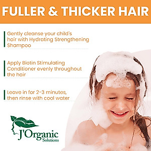 J'Organic Solutions Kids shampoo & Conditioner Hydrating and Strengthening- with Biotin- Phthalates-Free, No Sulfate, Paraben-free Baby And Toddler Shampoo and Conditioner (2x 8oz)