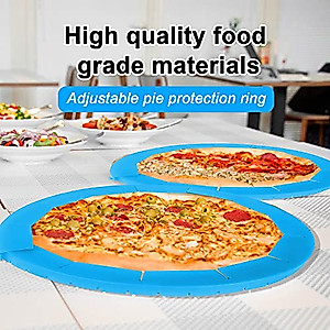 QUWOLACE Adjustable Silicone Pie Crust Shield, 2 Pack Pie BPA-free Pie Crust Protector Cover Kitchen Tool for Baking Pie Pizza, Fit 8-11.5 Inch Pies- Dishwasher Safe (Blue)