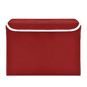 Joisal Maroon Stackable Flip-Top Storage Basket with Lid, Collapsible Bins with Lids, Plastic Storage Box Bins, with Handle and Full Print
