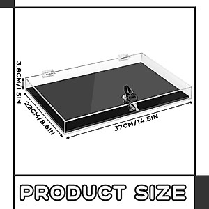 Weysat Acrylic Locking Display Case for Jewelry, Clear Rectangular Display Box Security Showcase Safe Box with Lock and Key Black Padding for Jewelry Selling Collector Watches Knives