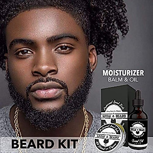 Beard Brush, Beard Comb, Beard Oil, & Beard Balm Grooming Kit for Men's Care, Travel Bamboo Facial Hair Set for Growth, Styling, Shine & Softness, Great Gifts for Him (Bamboo)