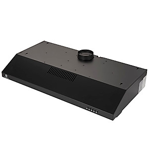 35 Inch Dual-motors Kitchen Under Cabinet Ducted/Ductless Range Hood with 3 Speed Exhaust Fan and Reusable Filters, LED Lights, Black