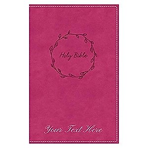 Personalized Bible Custom Text Your Name KJV Deluxe Gift Holy Bible Pink Leathersoft King James Version Custom Made Gift for Baptism Christenings Birthdays