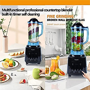 101oz Professional Countertop Blender for Kitchen Food Processor Smoothie Blender for Shakes and Smoothies High-Speed Soy Milk Maker Mixer Grinder with Timer Automatic Cleaning Ice Crusher for Home & Commercial 1200W
