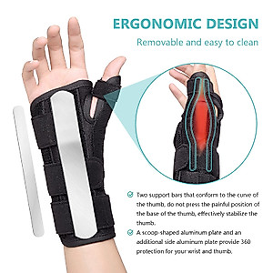 fibee Thumb Spica Splint & Wrist Brace, De Quervain’s Tenosynovitis Splint, Carpal Tunnel Wrist Brace with Thumb Stabilizer, Trigger Thumb Splint for Tendonitis, Arthritis, Sprains, Fits Men & Women