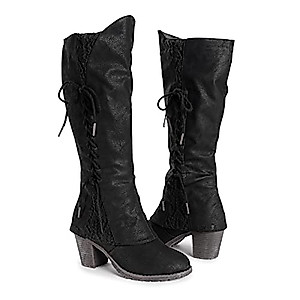 MUK LUKS Women's Lacy Leo Fashion Boots, Black, 7
