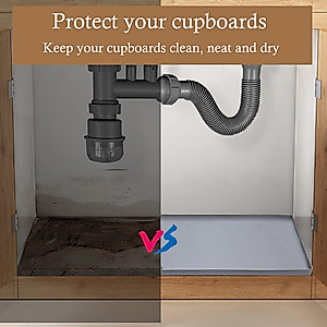 Leikaendi Under Sink Mat, 28'' x 22'' Under Sink Mats for Kitchen Waterproof, Silicone Under Sink Drip Tray Liner, Kitchen Sink Cabinet Protector