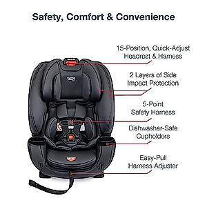 Britax One4Life ClickTight All-In-One Car Seat – 10 Years of Use – Infant, Convertible, Booster – 5 to 120 Pounds, Cool Flow Moisture Wicking Fabric, Cool N Dry Charcoal [Amazon Exclusive]