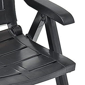 vidaXL 2X Patio Reclining Chair Garden Outdoor Balcony Terrace Lounge Dining Dinner Folding Foldable Seating Bistro Chairs Plastic Anthracite