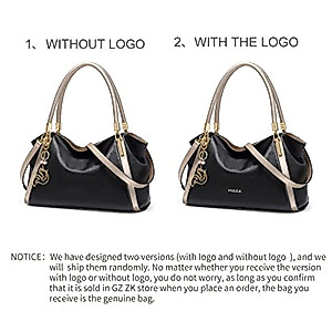 Leather Handbags for Women, Genuine Leather Large Capacity Ladies Top-handle Bags with Adjustable Shoulder Strap Womens Designer Crossbody Zipper Bags Women's Real Leather Messenger Satchel (Black)