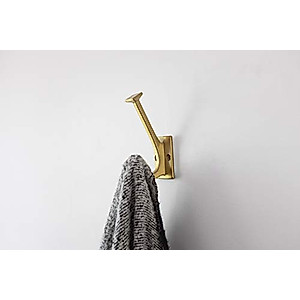 Hickory Hardware Skylight Collection Coat Hooks, Wall Hooks for Hanging Coats, Hats, Towels, Robes and More, 4-7/8 Inch Long, Brushed Golden Brass, 14 Pack