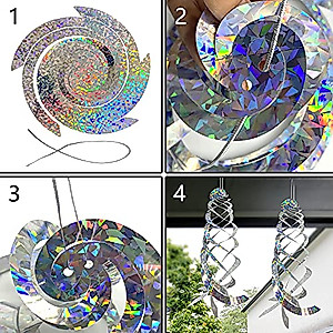 Sfcddtlg 4PCS Bird Repellent Spiral Reflectors-15.8 Inch Hanging Reflective Bird Deterrent Device for Drive Birds Woodpeckers Pigeons Geese Away from The House Garden Swimming Pool (4pcs)