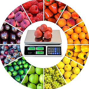 DEARCOOL Digital Commercial Price Scale, 88LB/40KG Electronic Price Computing Scale, Commercial Food Meat Fruit Weight Scale with LCD Display, Stainless Steel Platform