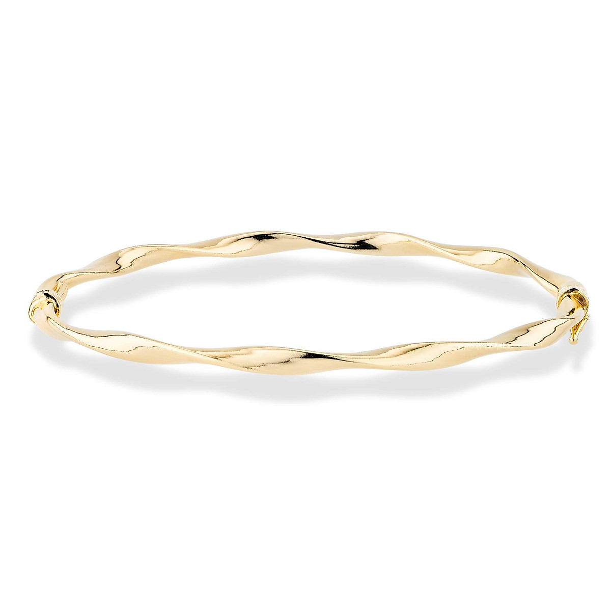 Miabella 18K Gold Over Sterling Silver Italian Oval Twist Hinged Bangle Bracelet for Women, 925 Made in Italy (Large - 8 Inches)