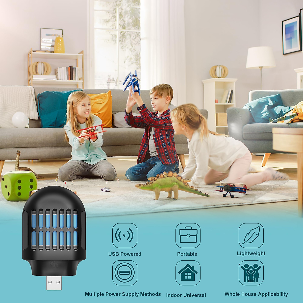 Moskiller Mosquito Repeller,USB Powered Mosquito Repellent Outdoor Indoor, Included 10 Pcs Refill, DEET-Free, Highly Effective for Home, Bedroom, Office,Camping, Travel