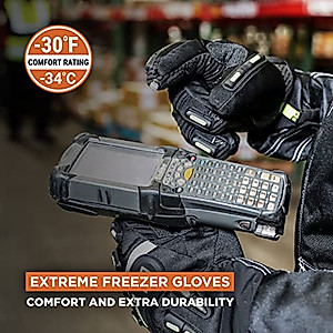 RefrigiWear Insulated Extreme Freezer Gloves, Winter Work Gloves with Touch-Rite Nib for Touchscreen, -30°F Comfort Rating (Black, Large)