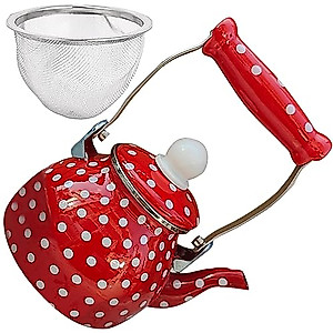 Luxshiny Enamel Kettle ceramic kettle flowering tea pot loose leaf tea kettle tea leaf infuser tea infuser pot enamel tea pot loose leaf teapot wear-resistant stove kettle universal milk