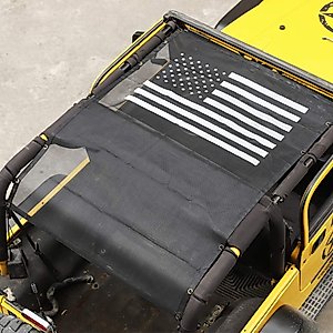 Voodonala for Jeep TJ Durable Mesh Sunshade Top Cover Provides UV Sun Shade Protection for 1997-2006 Jeep Wrangler TJ(US Flag)