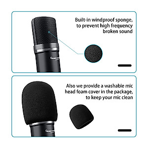 Hayner-Seek Podcast Studio Microphone Condenser Mic Podcast Equipment Bundle with 3.5mm Audio XLR Cable